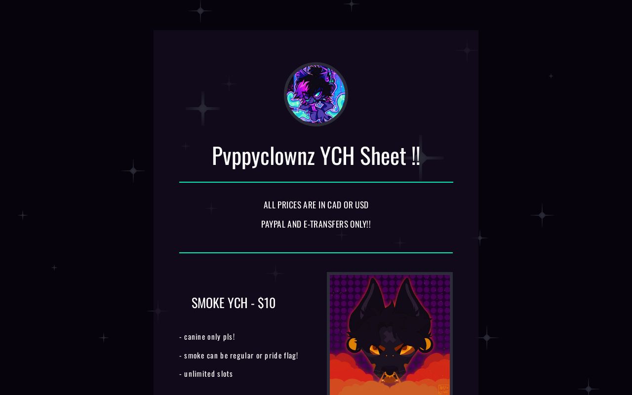 PVPPYCLOWNZ YCH SHEET